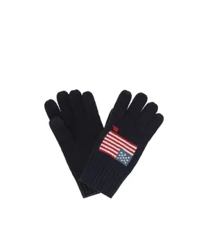 Polo Ralph Lauren Knitted Gloves With American Flag Detail - Black