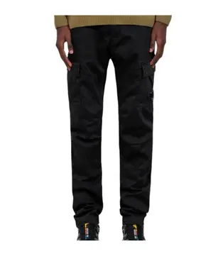 C.P. COMPANY Satin Cargo Pants - Black
