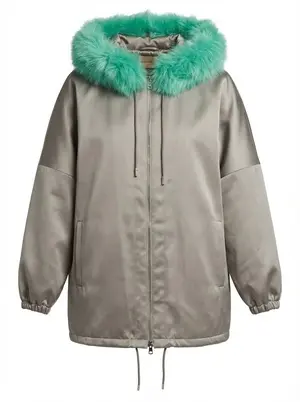 Gucci Shearling Trim Hooded Jacket