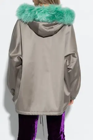 Gucci Shearling Trim Hooded Jacket
