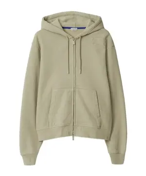 Burberry Ekd Cotton Zip-up Hoodie - Moss