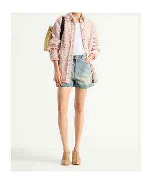 Balmain Topstitched Denim Shorts