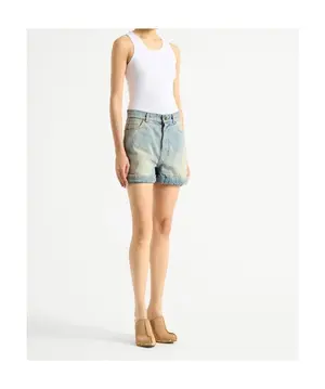 Balmain Topstitched Denim Shorts