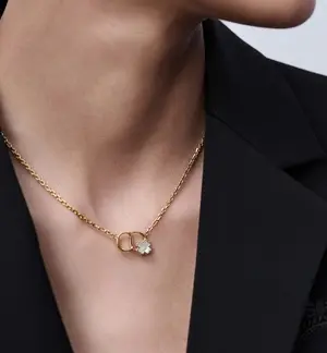 Dior Cd Garden Necklace With Mother Of Pearl Clover