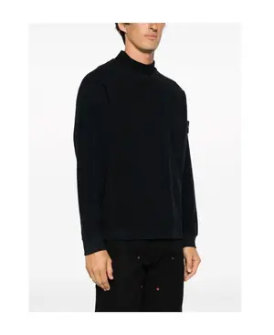 Stone Island Compass Motif Mock Neck Layered Sweatshirt