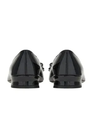 FERRAGAMO Vara Bow Leather Ballerina Flats - Black