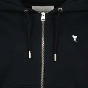 AMI Paris De Coeur Zip-up Drawstring Hoodie