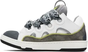 LANVIN Curb Leather Sneakers - White/grey