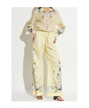 SELF-PORTRAIT Floral Print Palazzo Pants