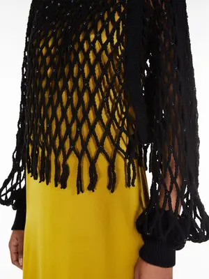 Max Mara Hollow Wool Sweater With Rhinestones