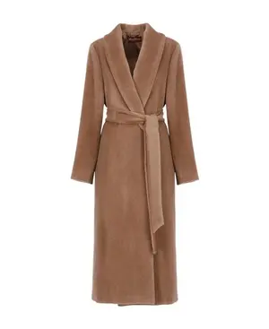 Max Mara Long-sleeved Coat With Shawl Collar - Brown