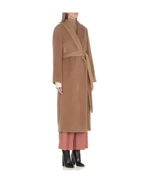 Max Mara Long-sleeved Coat With Shawl Collar - Brown