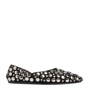 Khaite Jane Studded Leather Ballerina Flats - Black