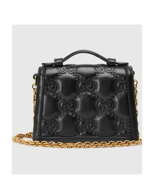 Gucci Gg Debossed Leather Shoulder Bag