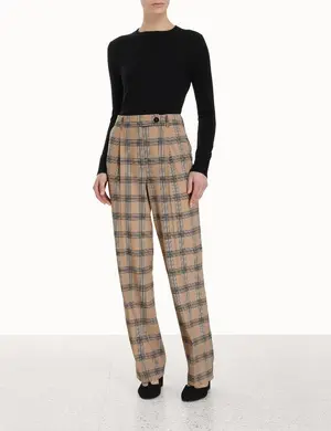 Zimmermann Plaid Wool Belt Loop Casual Pants