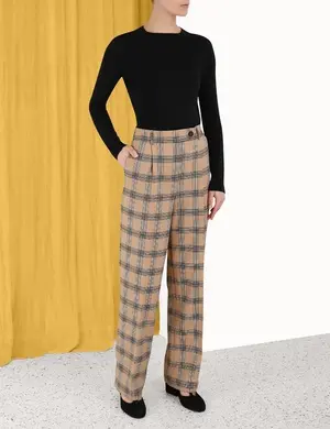 Zimmermann Plaid Wool Belt Loop Casual Pants
