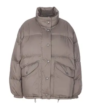 Miu Miu Medium-weight Technical Pongé Down Jacket - Gray