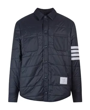 Thom Browne 4-bar Quilted Shirt Jacket With Cardigan Layer
