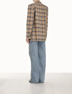 Zimmermann Tan Checked Double-breasted Suit Coat