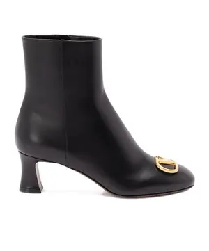 Valentino Garavani 60mm Leather Ankle Boots With Logo Plaque