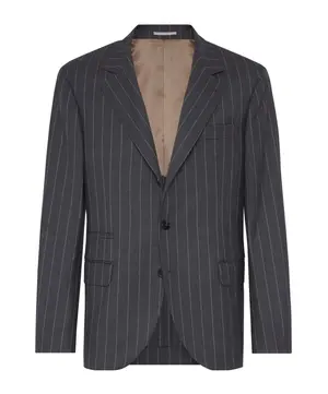 Brunello Cucinelli Single-breasted Pinstriped Tailored Blazer