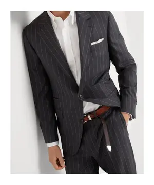 Brunello Cucinelli Single-breasted Pinstriped Tailored Blazer
