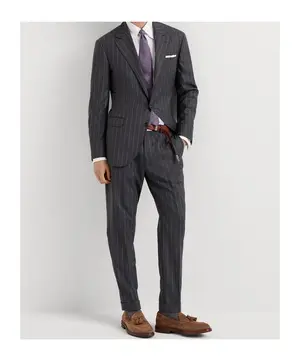 Brunello Cucinelli Single-breasted Pinstriped Tailored Blazer