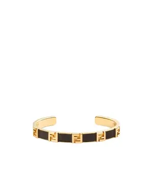 Fendi Forever" Gold-plated Metal And Enamel Cuff Bracelet - Black