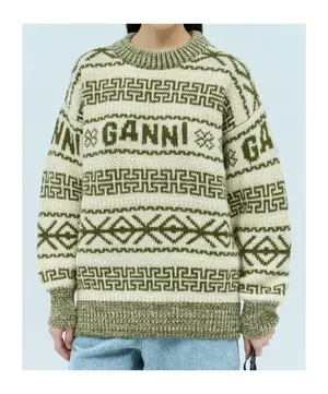GANNI Geometric Pattern Wool Pullover