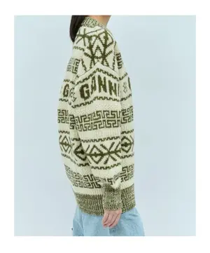 GANNI Geometric Pattern Wool Pullover