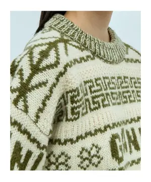 GANNI Geometric Pattern Wool Pullover