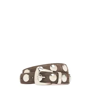 Khaite Benny Studded Suede Belt - Brown