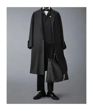 Thom Browne Single-breasted Wool Coat With Striped Loop Buckle