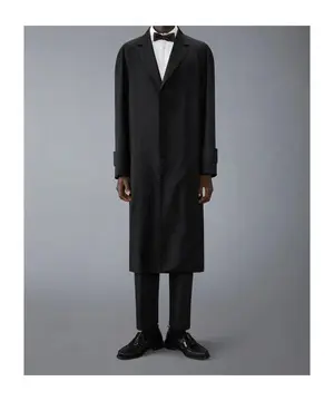 Thom Browne Single-breasted Wool Coat With Striped Loop Buckle