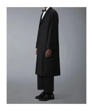 Thom Browne Single-breasted Wool Coat With Striped Loop Buckle