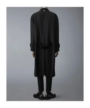 Thom Browne Single-breasted Wool Coat With Striped Loop Buckle