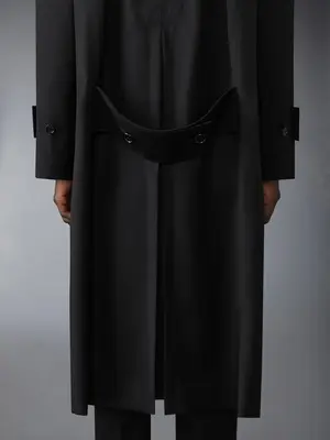 Thom Browne Single-breasted Wool Coat With Striped Loop Buckle