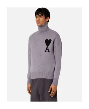 AMI Paris De Coeur High Neck Wool Jumper