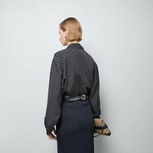 Gucci Embellished Gg Crepe Satin Shirt With Self-tied Bow