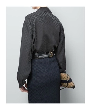 Gucci Embellished Gg Crepe Satin Shirt With Self-tied Bow