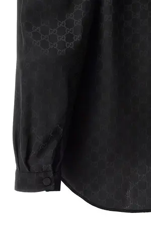 Gucci Embellished Gg Crepe Satin Shirt With Self-tied Bow