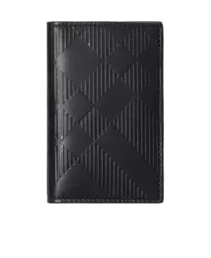 Burberry Check Embossed Card Holder - Black