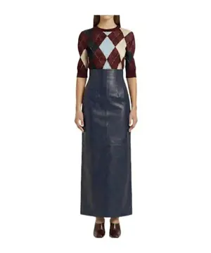 Khaite Loxley Leather A-line Skirt - Black