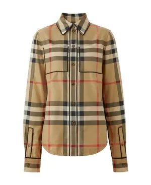 Burberry Exaggerated Checked Long-sleeve Shirt