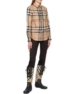 Burberry Exaggerated Checked Long-sleeve Shirt
