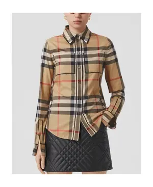 Burberry Exaggerated Checked Long-sleeve Shirt