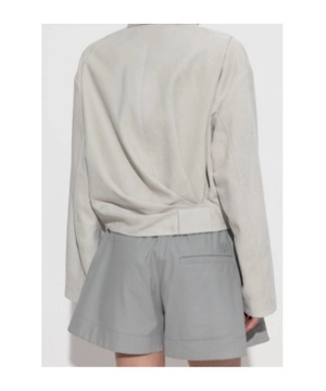 Loewe Draped Leather Zip Jacket - Grey