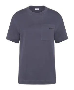 Brunello Cucinelli Shiny Tab Crewneck T-shirt - Gray