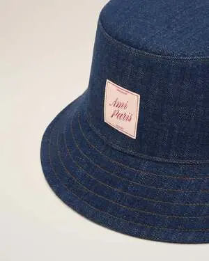 AMI Paris Topstitched Denim Bucket Hat