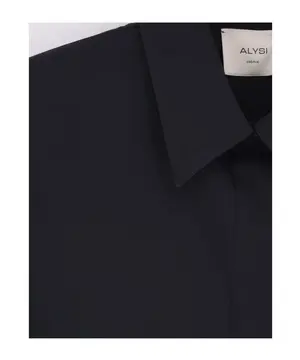 ALYSI Boxy Short-sleeve Top With Pointed Collar